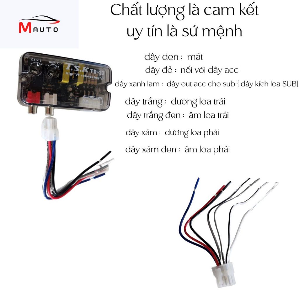 Cục Line Out Điện Cho Sub Ô Tô TSK TD-22 Chuyển Tín Hiệu Loa Sang RCA ...