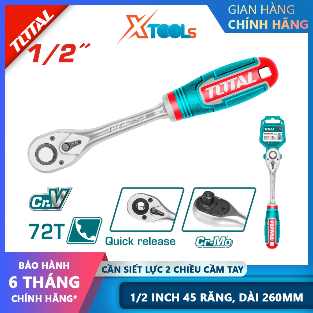 Cần siết lực 2 chiều cầm tay TOTAL THT106146 cờ lê lực 1/4inch, 45 răng ...