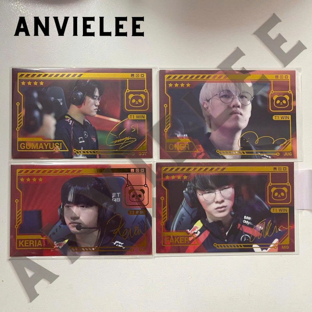 Thẻ Card Buffun 2024 T1 LOL Faker Oner Zeus Gumayusi Keria esport viền vàng đỏ Liên Minh Huyền ...