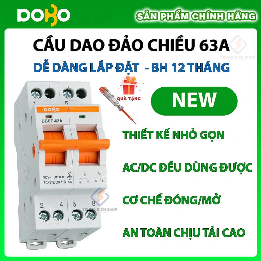 CB ĐẢO CHIỀU-CÓ VAT] Cầu Dao Đảo Chiều DoBo Korea 2P 63A - Aptomat đảo chiều DoBo - Hàng Tốt ...