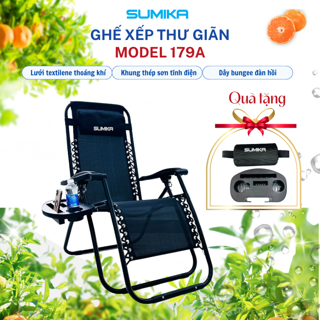 Ghế xếp thư giãn cao cấp SUMIKA 179A, 179A NEW, Khung thép sơn tĩnh ...
