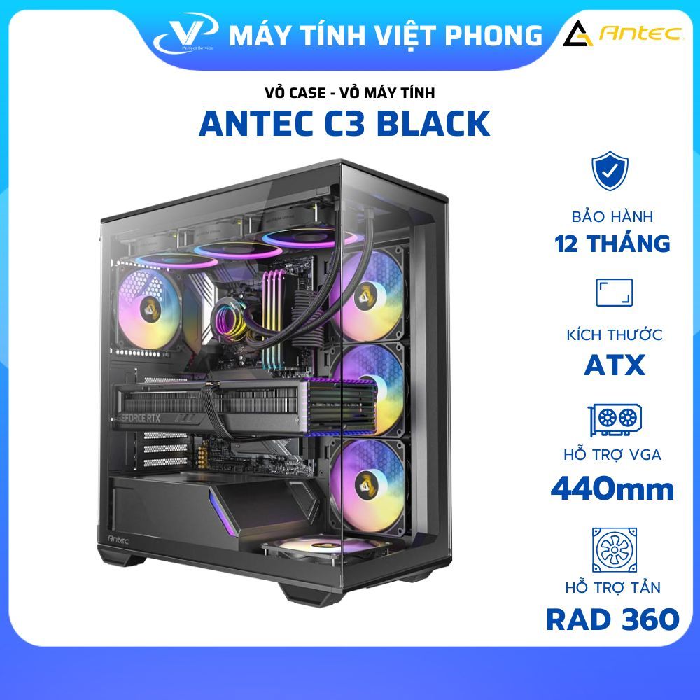 VỎ CASE - VỎ MÁY TÍNH ANTEC C3 BASIC BLACK (KHÔNG FAN) | Shopee Việt Nam