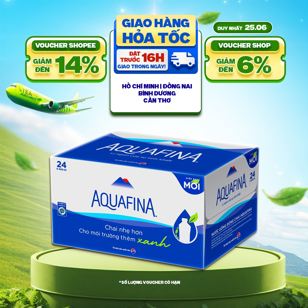 [Giao Siêu Tốc] Thùng 24 Chai Nước tinh khiết Aquafina (500ml/chai) | Shopee Việt Nam