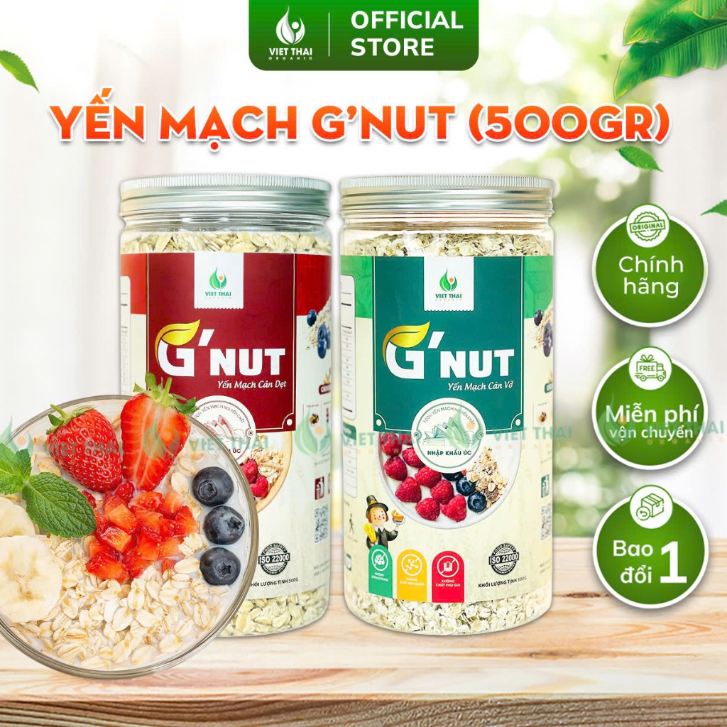 [CAO CẤP] Yến mạch G'Nut Tươi Nguyên Chất Cán Vỡ Cán Dẹp Eatclean Healthy Hộp 500g Việt Thái ...