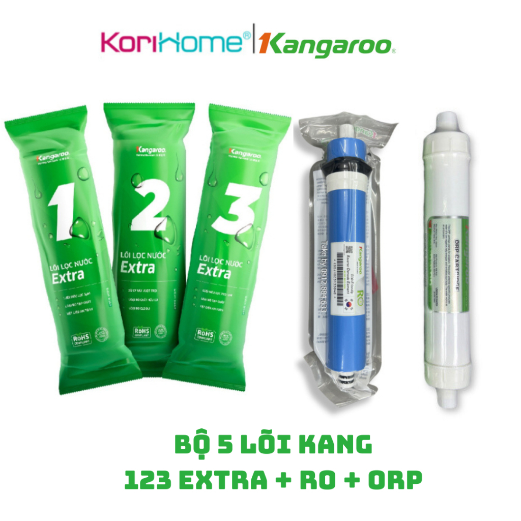 Bộ 5 Lõi Lọc Nước Kangaroo 123 + RO + Orp tặng cút nối cho máy Kangaroo KG112 - Hàng chính hãng ...