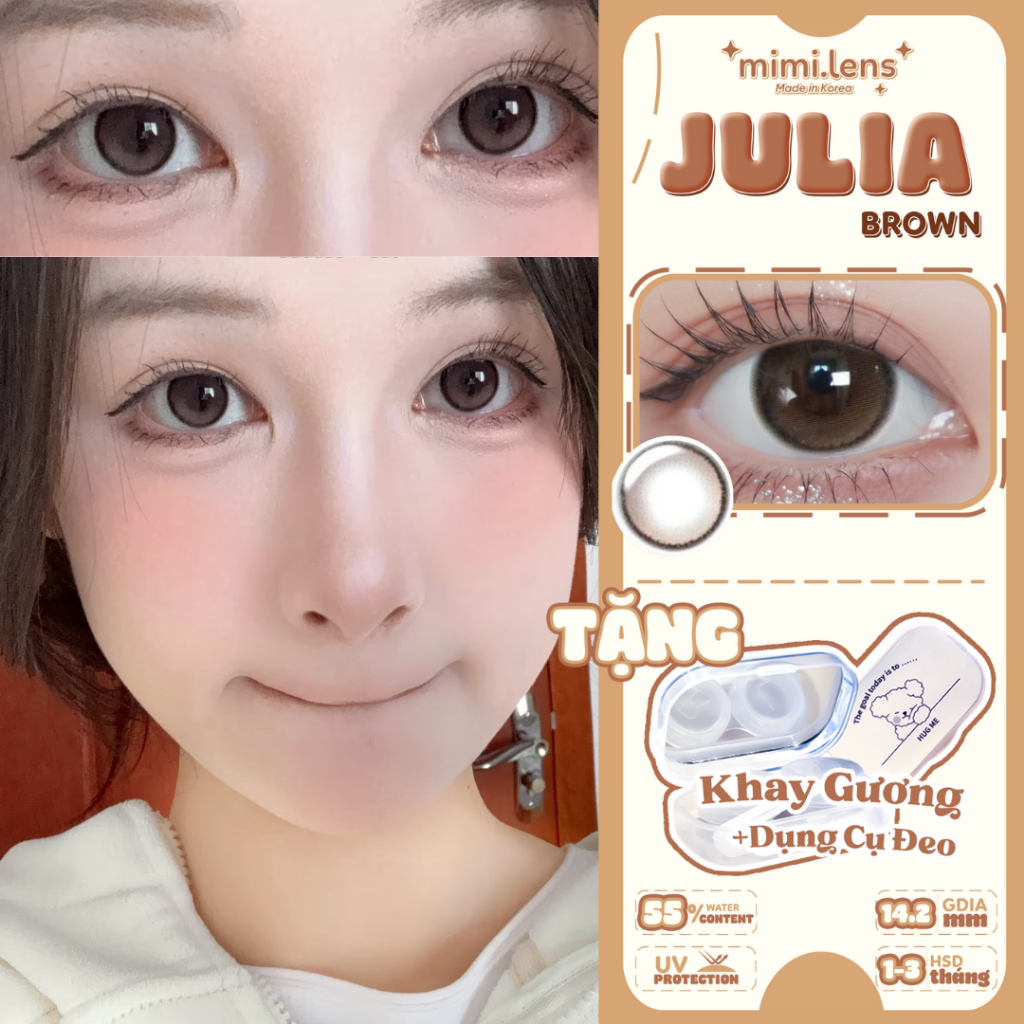 Kính Áp Tròng Filter Lens Giãn 14.2 JULIA BROWN / GRAY - Lens tự nhiên ...