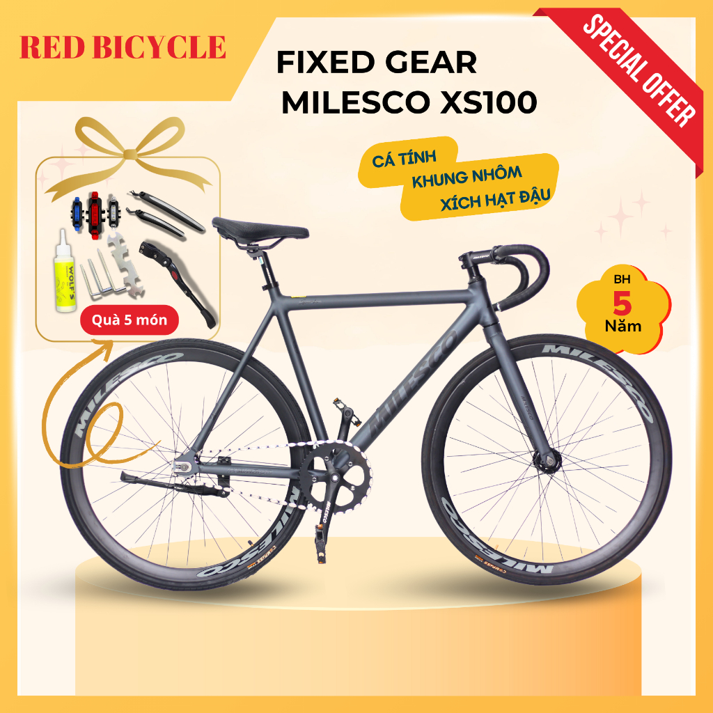 [Bản nâng cấp]Xe Đạp Fixed Gear MILESCO XS100 Khung Nhôm To Bản- Ưu Đãi ...