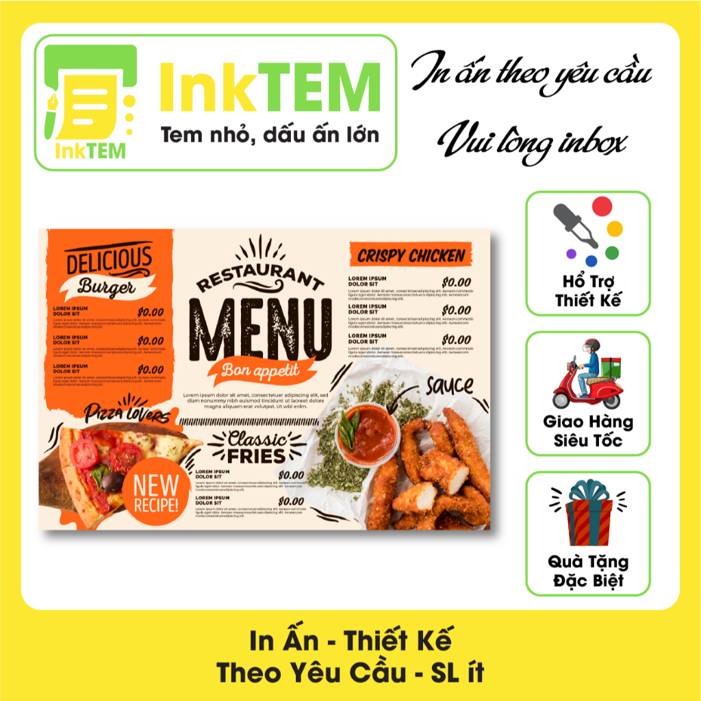 [IN] Menu Cứng Dày Để Bàn InkTEM Formex (Format) Kt: A5, A4, A3 ...