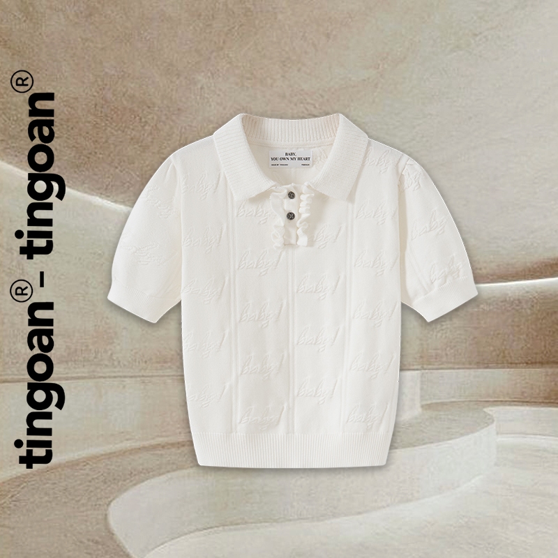 TINGOAN® x SHOPEE- Áo len cổ bẻ dáng lửng vân in chìm baby BERRIES TOP ...