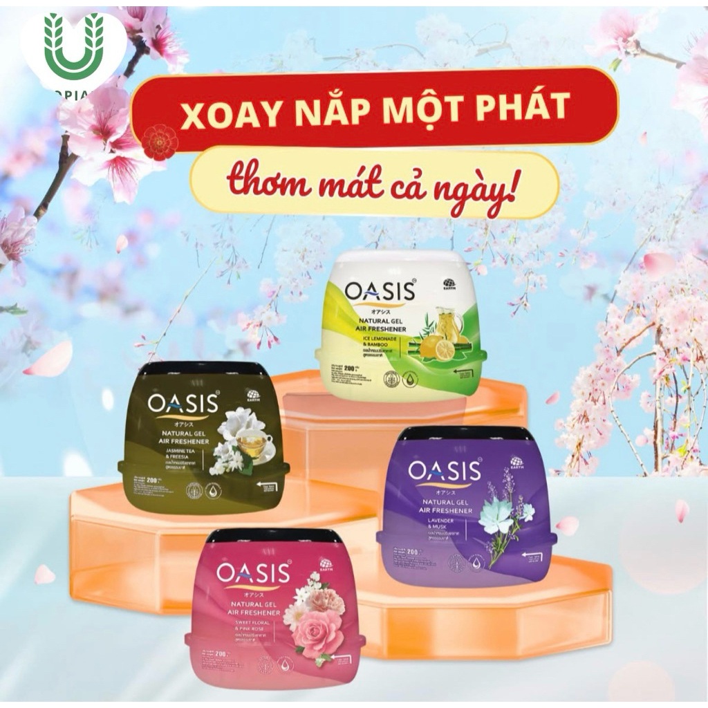 Sáp thơm OASIS 200g đa dạng hương thơm thiên nhiên toả hương 45 ngày và ...