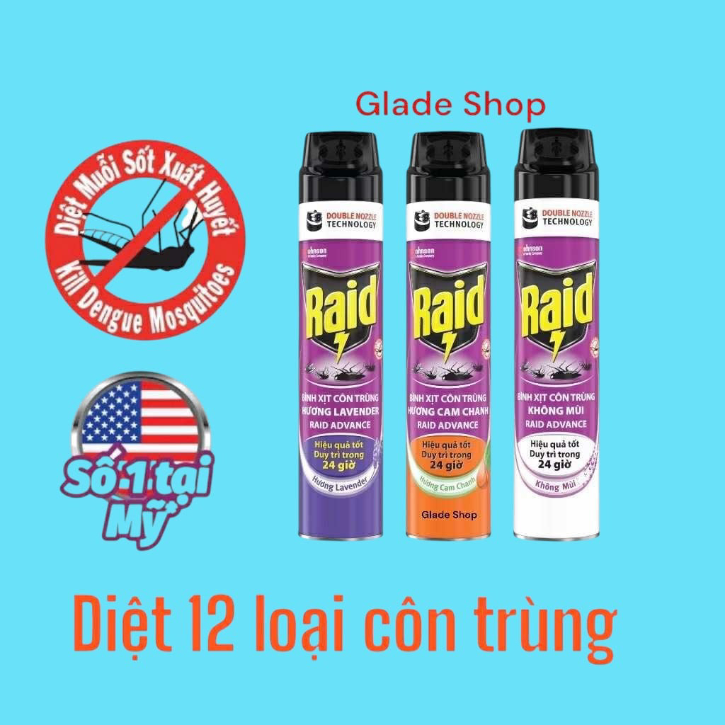 Raid bình xịt côn trùng,xịt muỗi 520ml mẫu mới bảo vệ 24h | Shopee Việt Nam