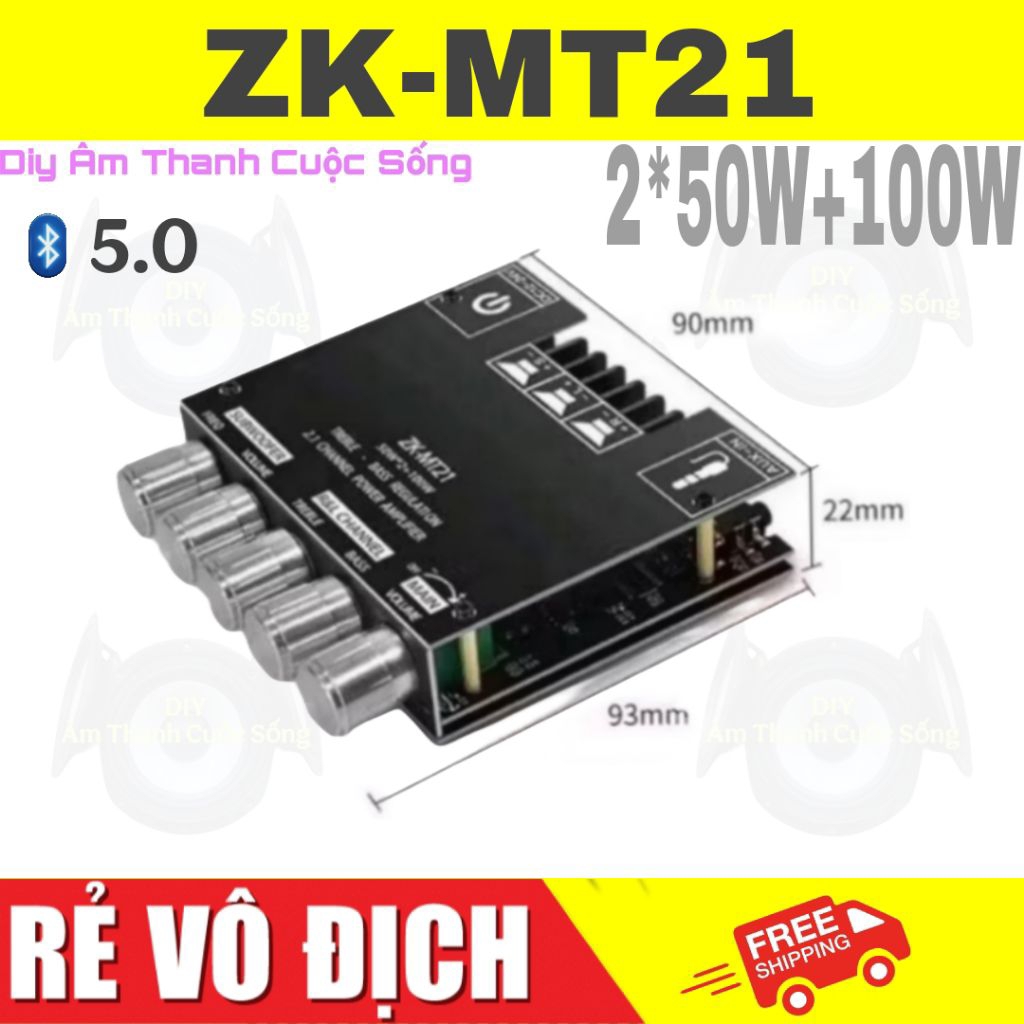 ZK-MT21 [50w*2+100w] Mạch khuếch đại âm thanh 2.1 Bluetooth 28pin ZK MT21 DIY - | Shopee Việt Nam