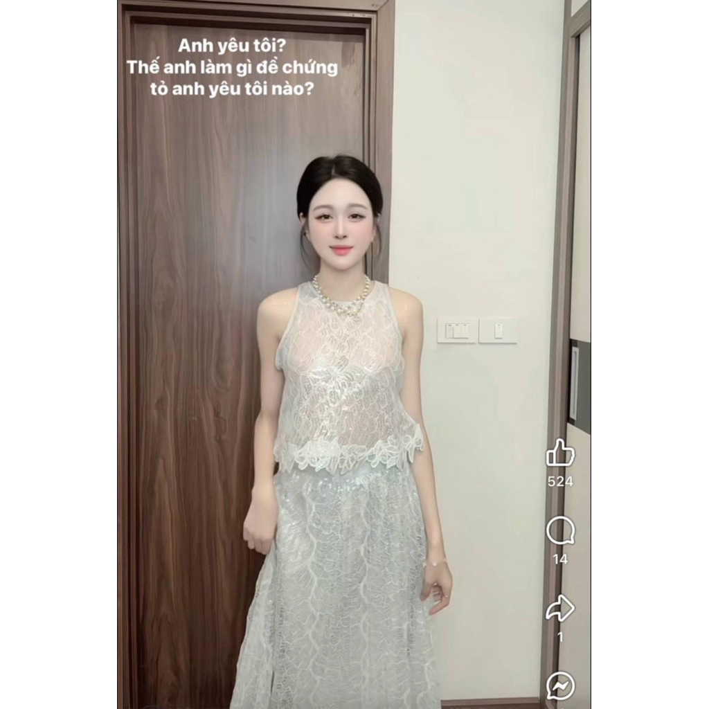 (ORDER QCCC) Áo vest thêu hoa móc sequin phong cách Xiaoxiang + váy dài xếp ly ren | Shopee Việt Nam