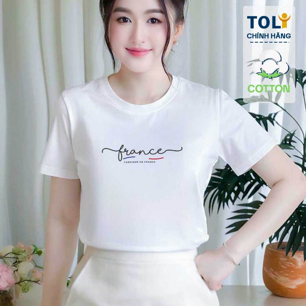 Áo thun nữ cổ tròn TOLI PSB1002 – In chữ France, form vừa dáng, vải ...