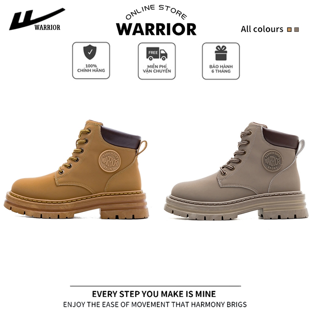Giày Boots Martin cổ cao chính hãng Warrior phong cách bụi bặm - chất liệu da mềm đế TPR siêu ...