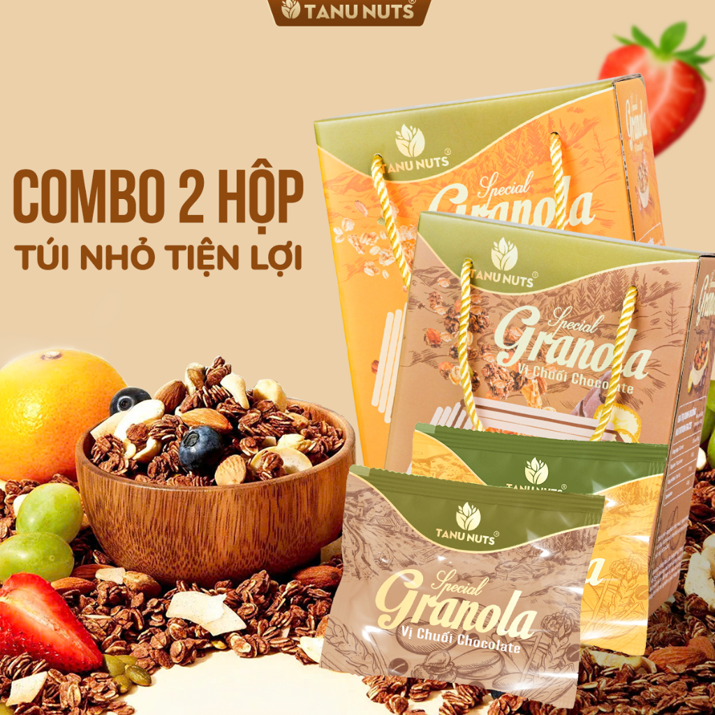 Combo 2 hộp ngũ cốc granola siêu hạt special TANU NUTS túi nhỏ tiện lợi mix hạt dinh dưỡng tốt ...
