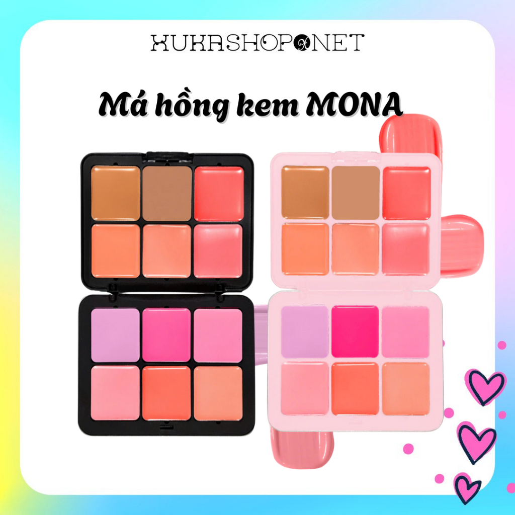 Má hồng kem Mona Cream Palette 12 ô màu có khối đa năng, dễ sử dụng ...