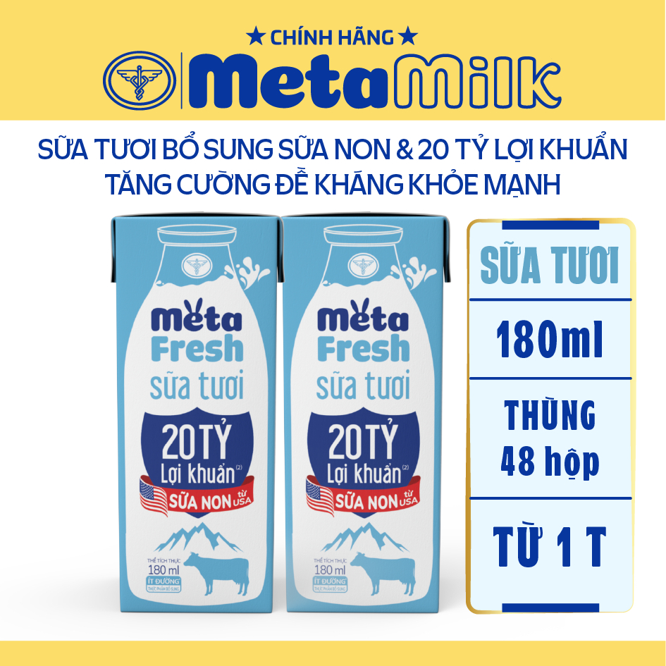 Thùng 48 Hộp Sữa Tươi Metafresh ít đường bổ sung Sữa Non 20 tỷ lợi ...