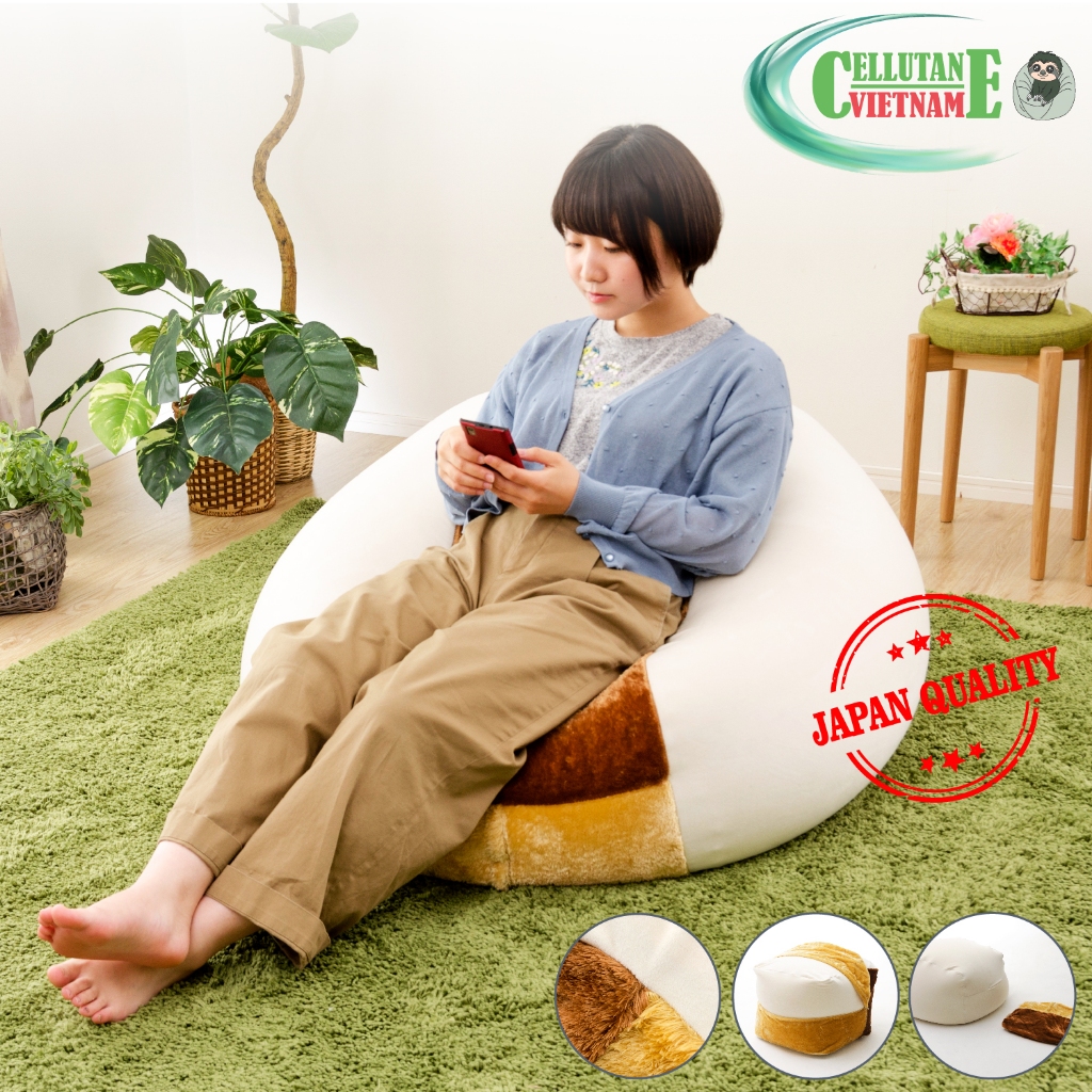 Ghế sofa lười hạt xốp bánh mì Sandwich Cellutane (vỏ+ruột), vải lông nhung nhập khẩu, hạt xốp 2 ...