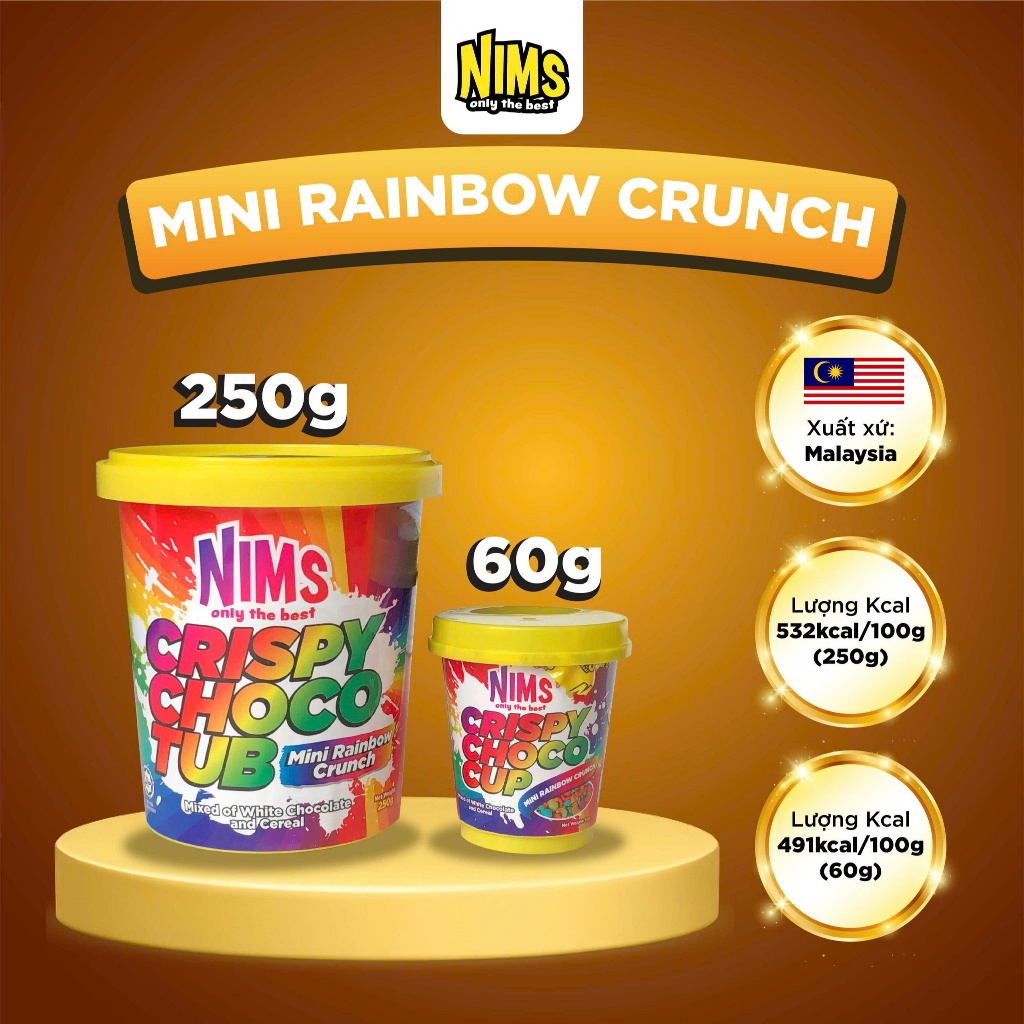 (HỦ NHỎ 60G) SOCOLA NIMS RAINBOW (CẦU VÒNG) GIÒN TAN CHẢY MALAYSIA ...