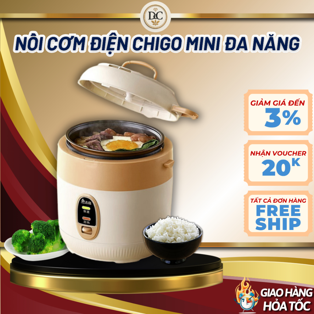 Nồi Cơm Chigoo Mini, Đa Năng Nồi Cơm Điện Dung Tích 1.2L Nồi Cơm Điện ...