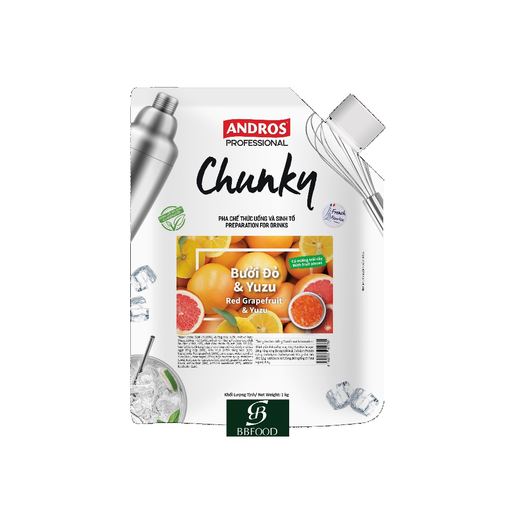 [Chính hãng] MỨT BƯỞI ĐỎ & YUZU CHUNKY ANDROS PRO. TÚI 1KG | Shopee ...