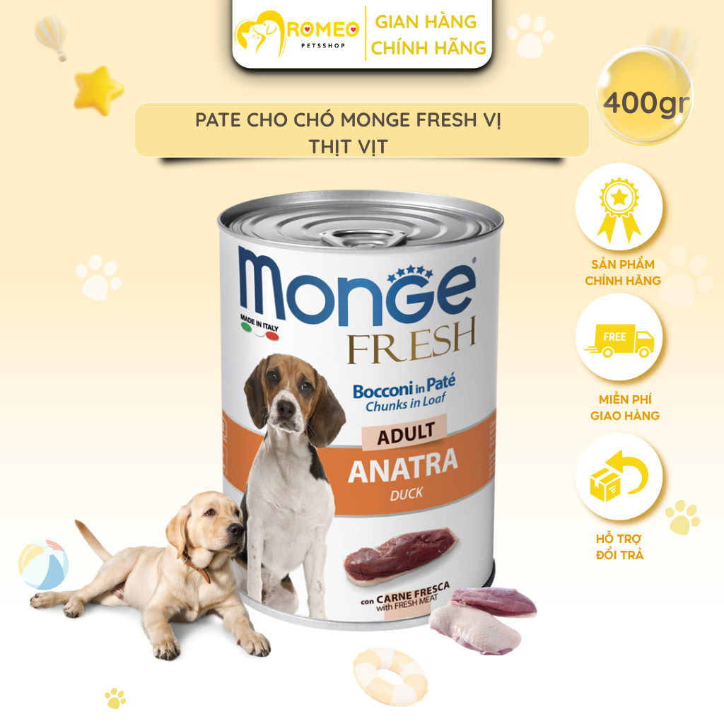 Pate MONGE Fresh Cho Chó - Vị Thịt Vịt - Hộp 400 gram Petfamily 456A ...