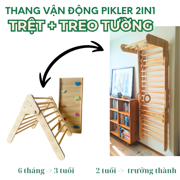 ANHA KIDS Thang vận động Pikler, thang tam giác vận dộng treo tường kết ...