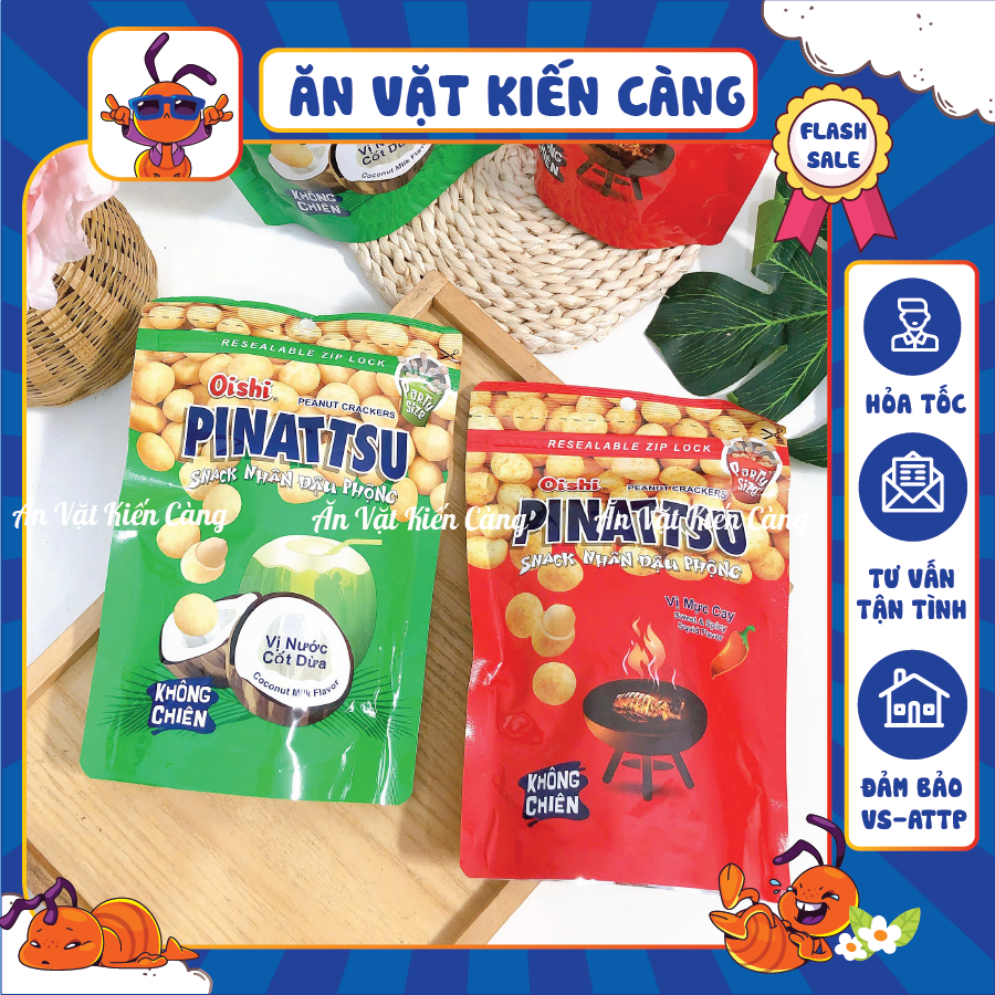 Snack đậu phộng Pinattsu Oishi vị Đậu Phộng, Mực Cay (gói 85g), Đồ ăn ...