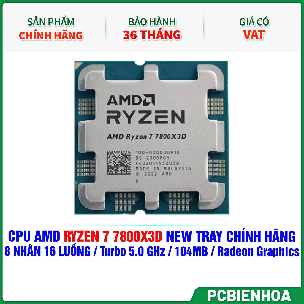 CPU AMD RYZEN 7 7800X3D BOX CHÍNH HÃNG ( 8 NHÂN 12 LUỒNG / 4.2 - 5.0 ...