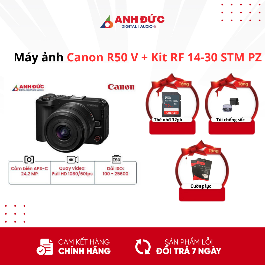 Máy ảnh Canon R50V + Kit RF 14-30 STM PZ - Hàng Chính hãng bảo hành 24 ...