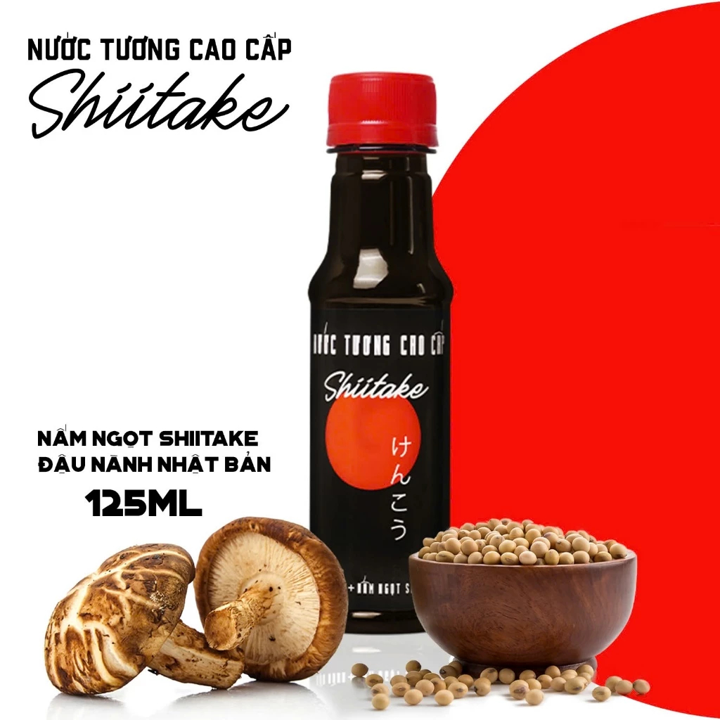 [125ml] Nước tương Shiitake lên men từ đậu nành và nấm ngọt Shiitake, chai nhựa Làng Chài Xưa ...