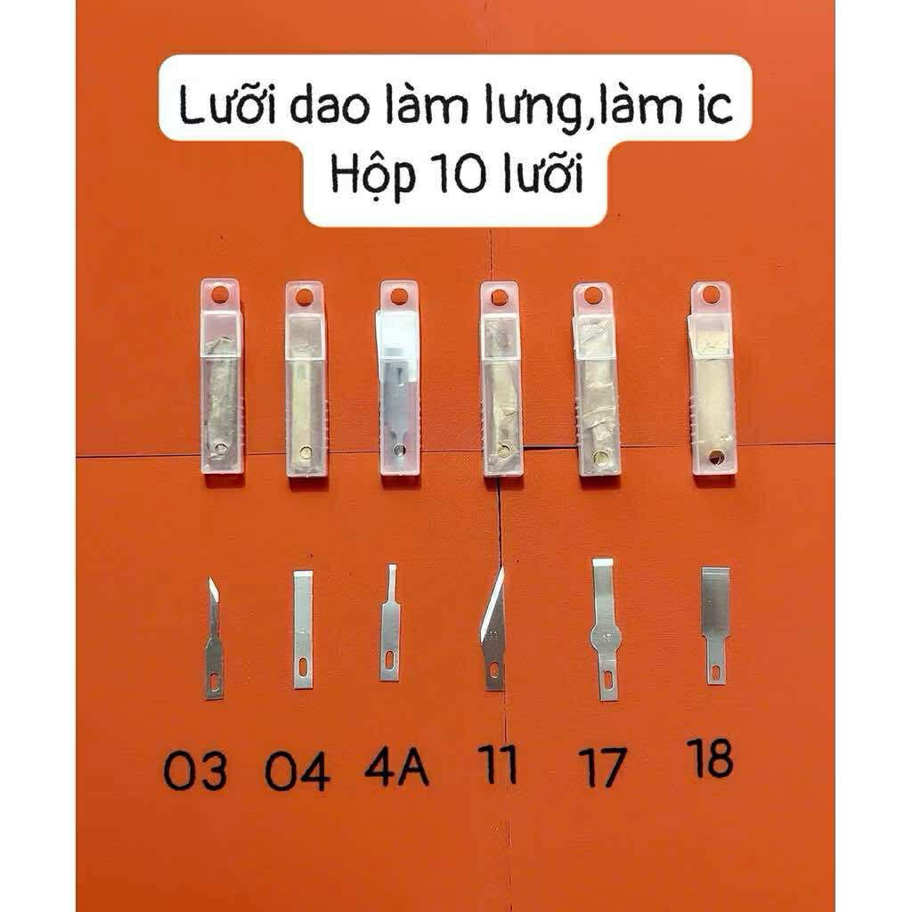 Lưỡi dao làm lưng, cạo keo ic,đục khắc ,Loại chuẩn(1 hộp 10 lưỡi ...