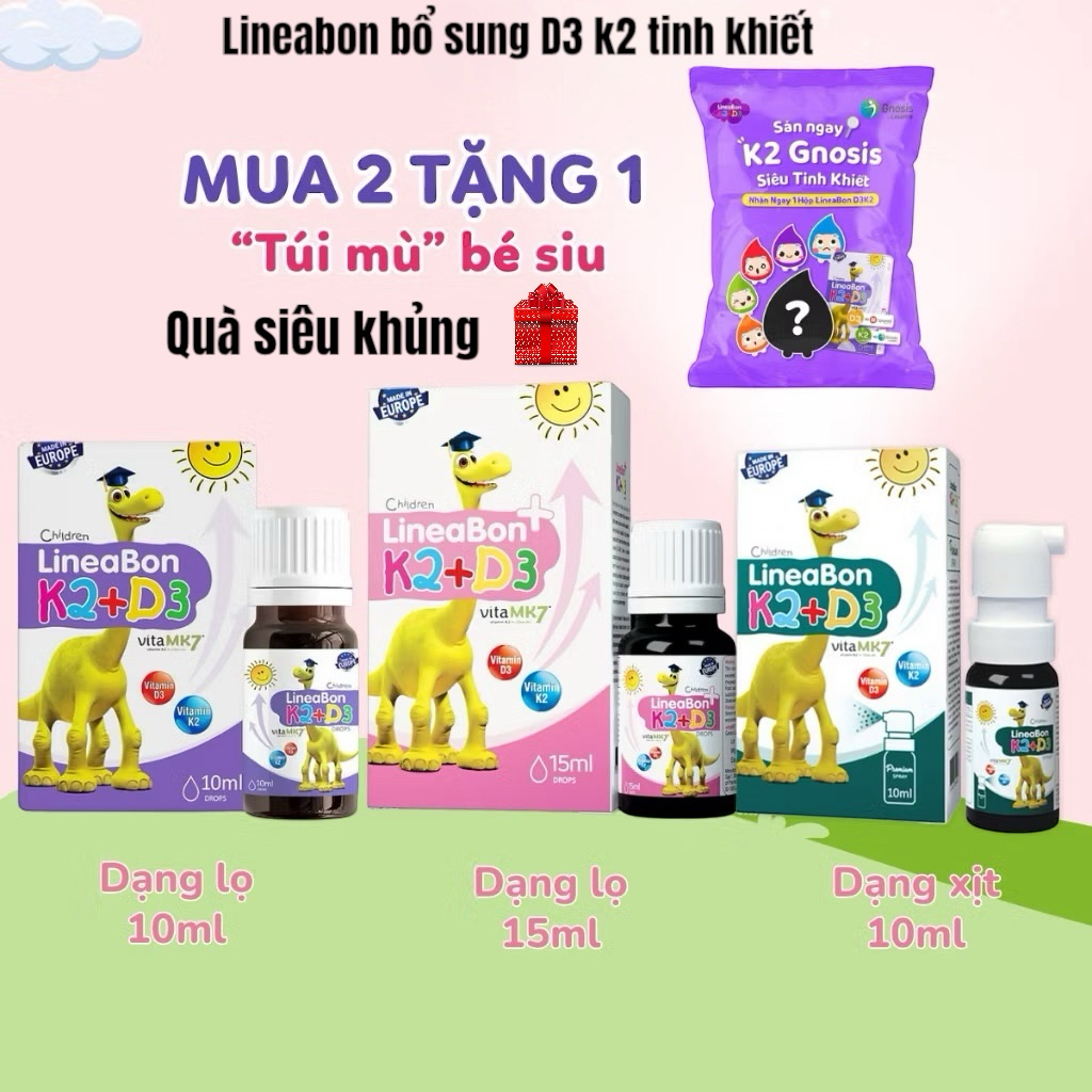 D3 K2 Lineabon bổ sung vitamin d3 cho trẻ sơ sinh, giảm còi xương d2k3, tăng chiều cao - Nhập ...