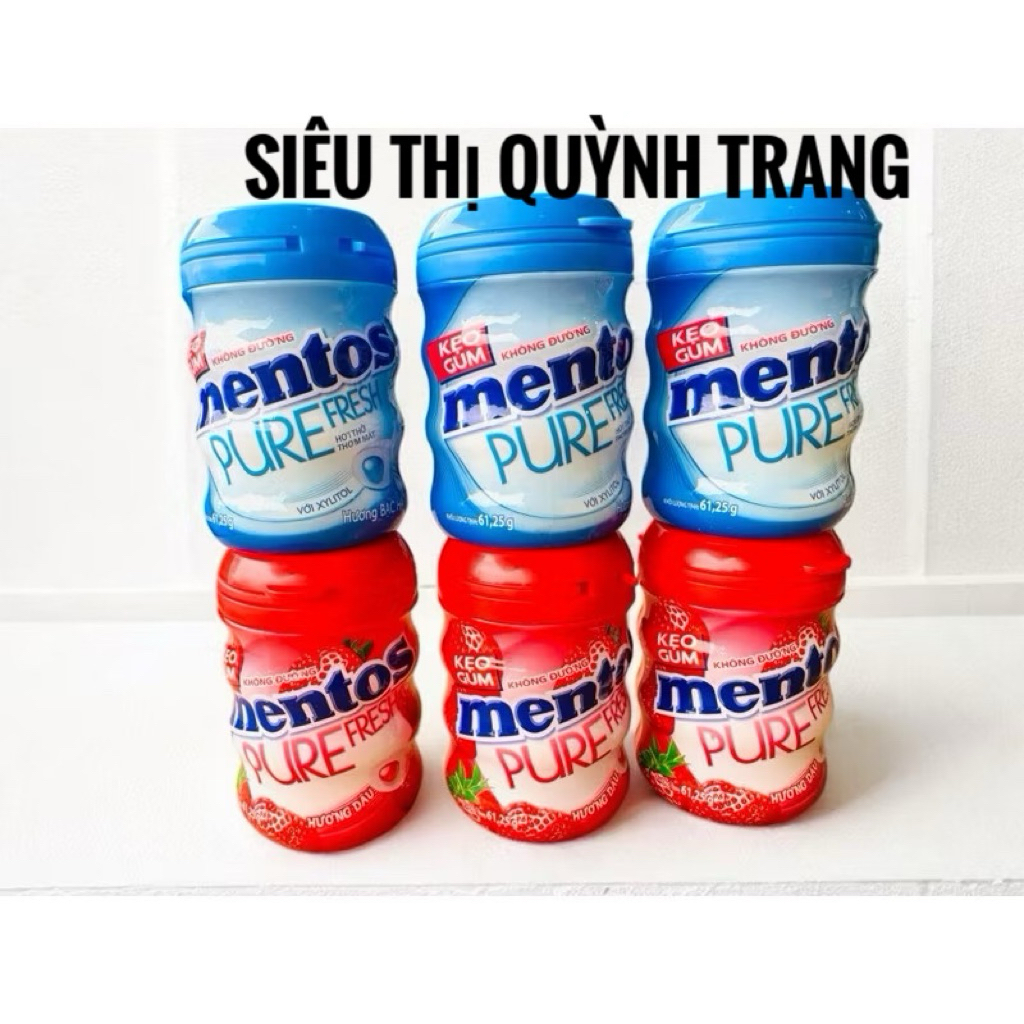 Kẹo Gum Mentos không đường Pure Fresh hương bạc hà/ hương dâu 61,25g ...