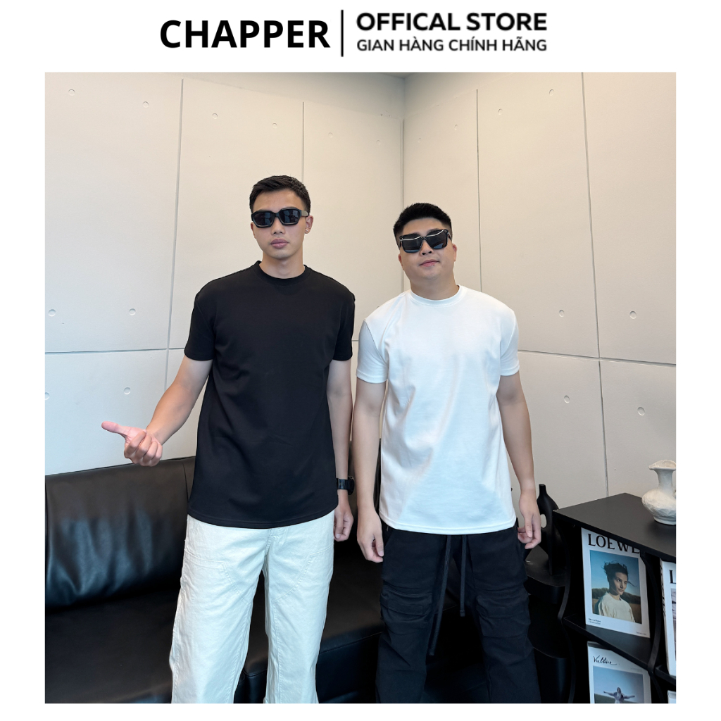 Áo thun nam nữ cổ tròn CHAPPER trơn, form Cleanfit tăng chiều cao nam ...