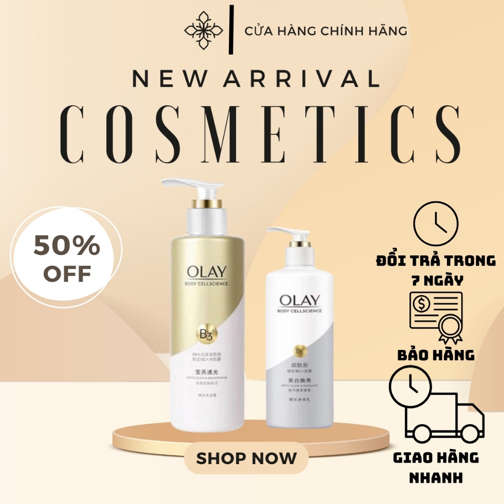 Combo OLAY Dưỡng Thể [260ml] và Sữa Tắm[500ml] B3 vitamin C/E trắng da ...