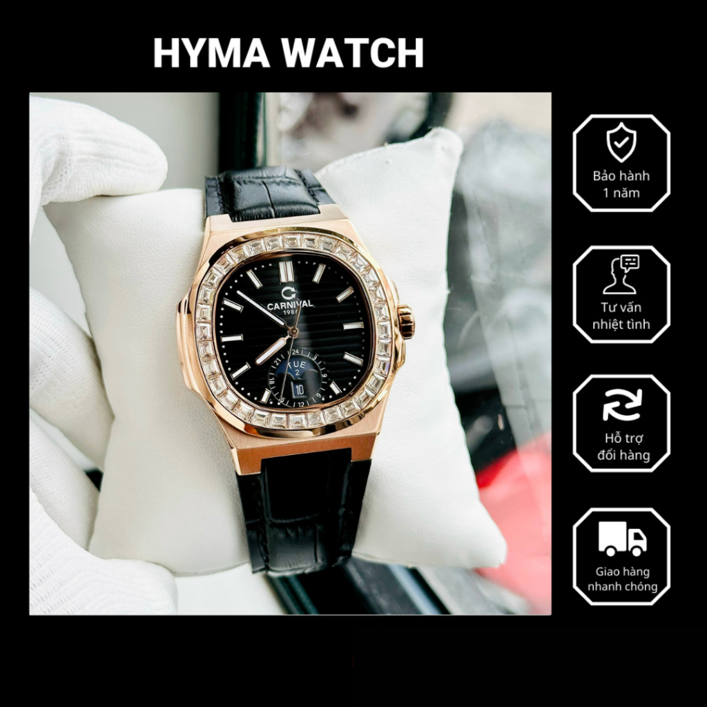 Đồng hồ Nam Carnival 8110G Máy cơ đính đá cao cấp Bảo hành 5 năm Hyma Watch | Shopee Việt Nam