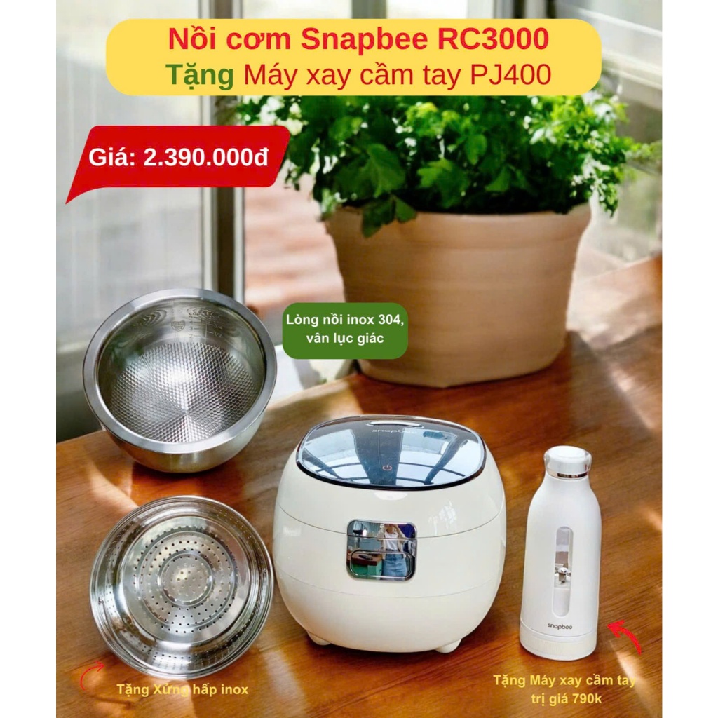 Nồi Cơm Điện Tách Đường Đa Năng Snapbee RC3000 PRO - Lòng Nồi Inox 304 ...
