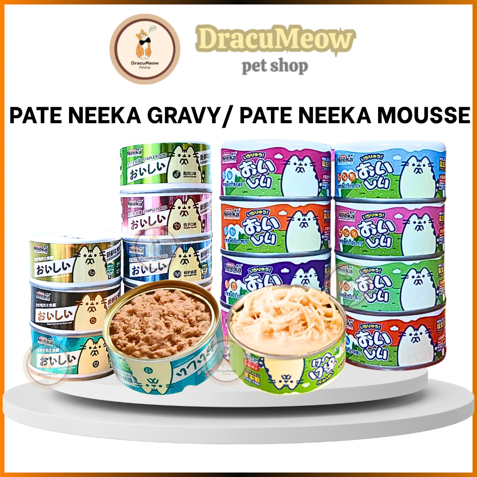 (Combo 24/ 100 lon) Pate NEEKA GRAVY & NEEKA MOUSSE lon 85g nội địa Trung cho mèo mọi lứa tuổi ...