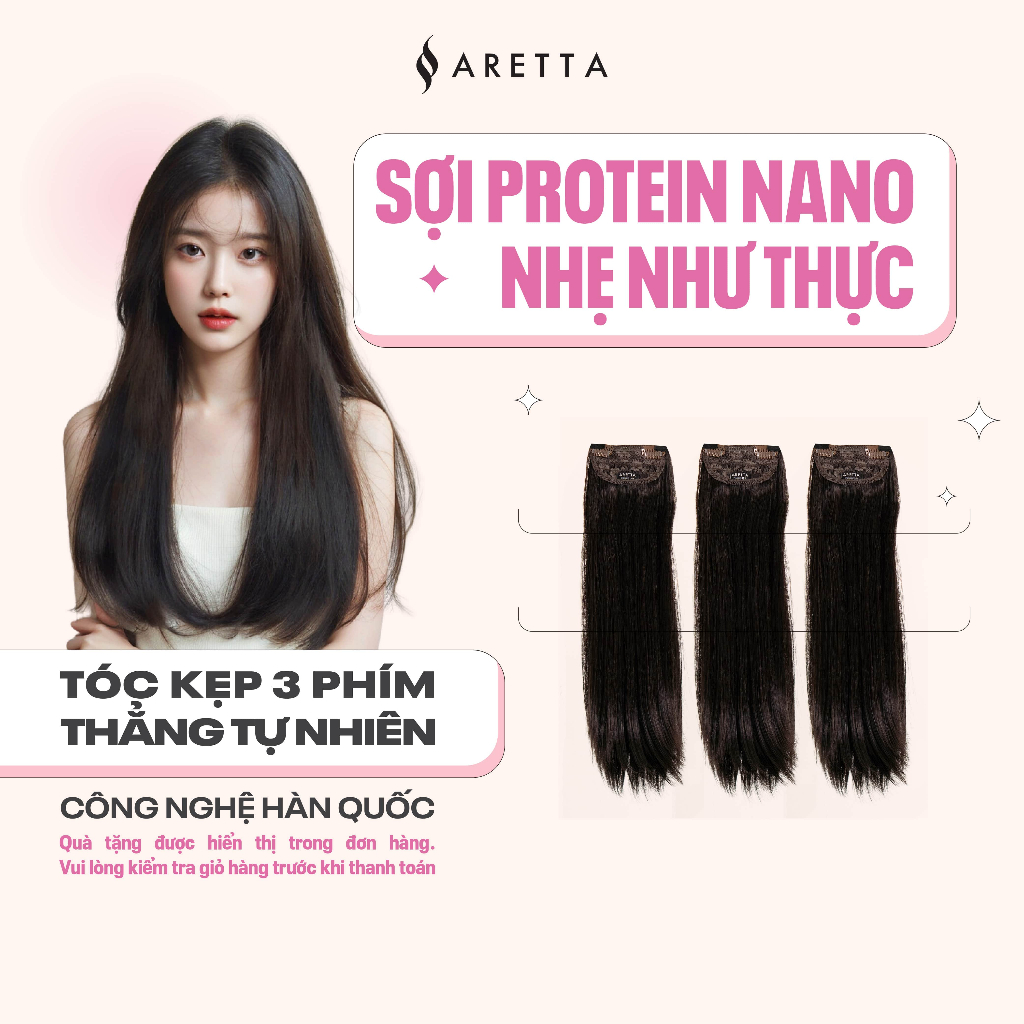 Set 3 Mảnh Tóc Giả Kẹp Phím Cao Cấp ARETTA Dáng Thẳng Tự Nhiên 45cm - 55 cm | Shopee Việt Nam