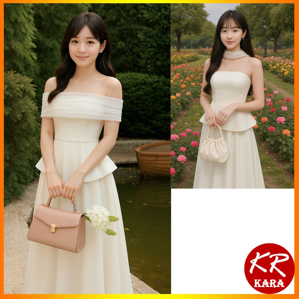 (Mặc 2 kiểu) Áo Trễ Vai Nữ Dạ Tweed Phối Voan KARA 560- Chất dày dặn, 5 ...