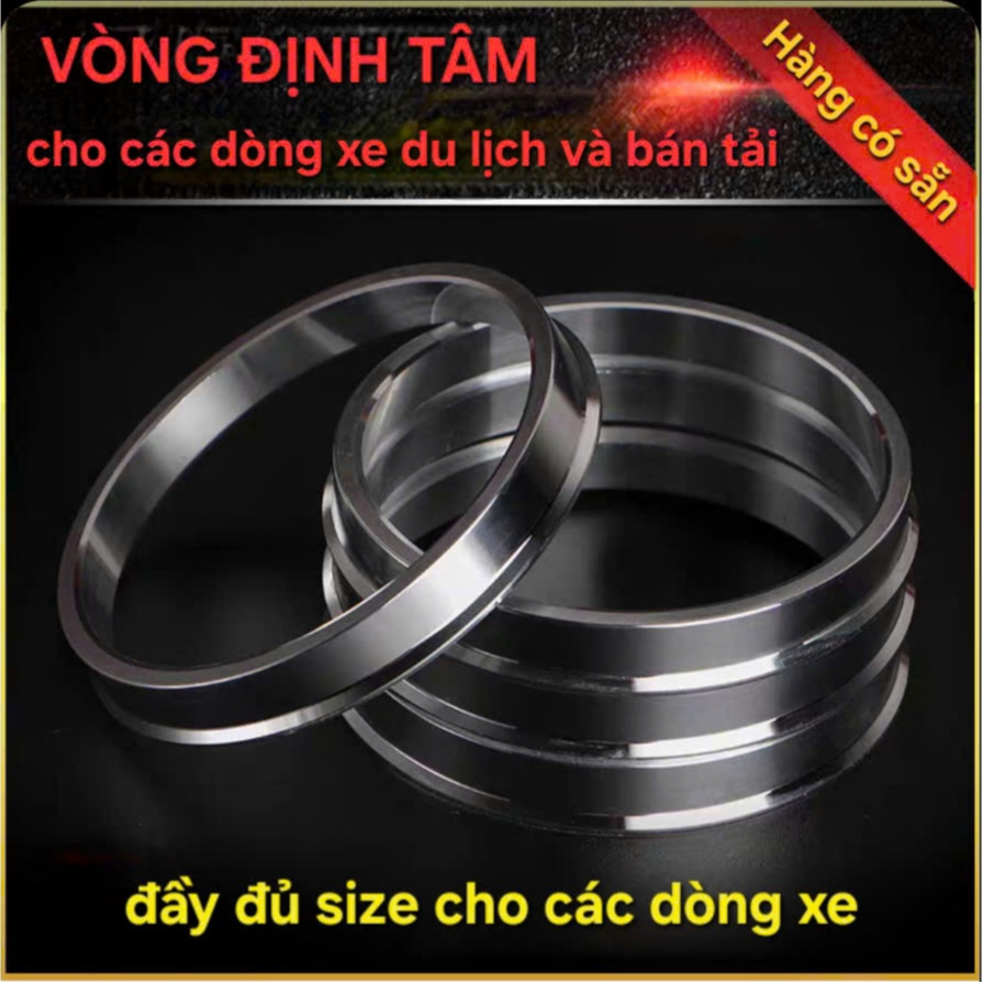 Bộ 04 vòng nhôm định tâm cho mâm xe ô tô / Hub rings/ Center rings/ vòng chêm lap bán tải ...