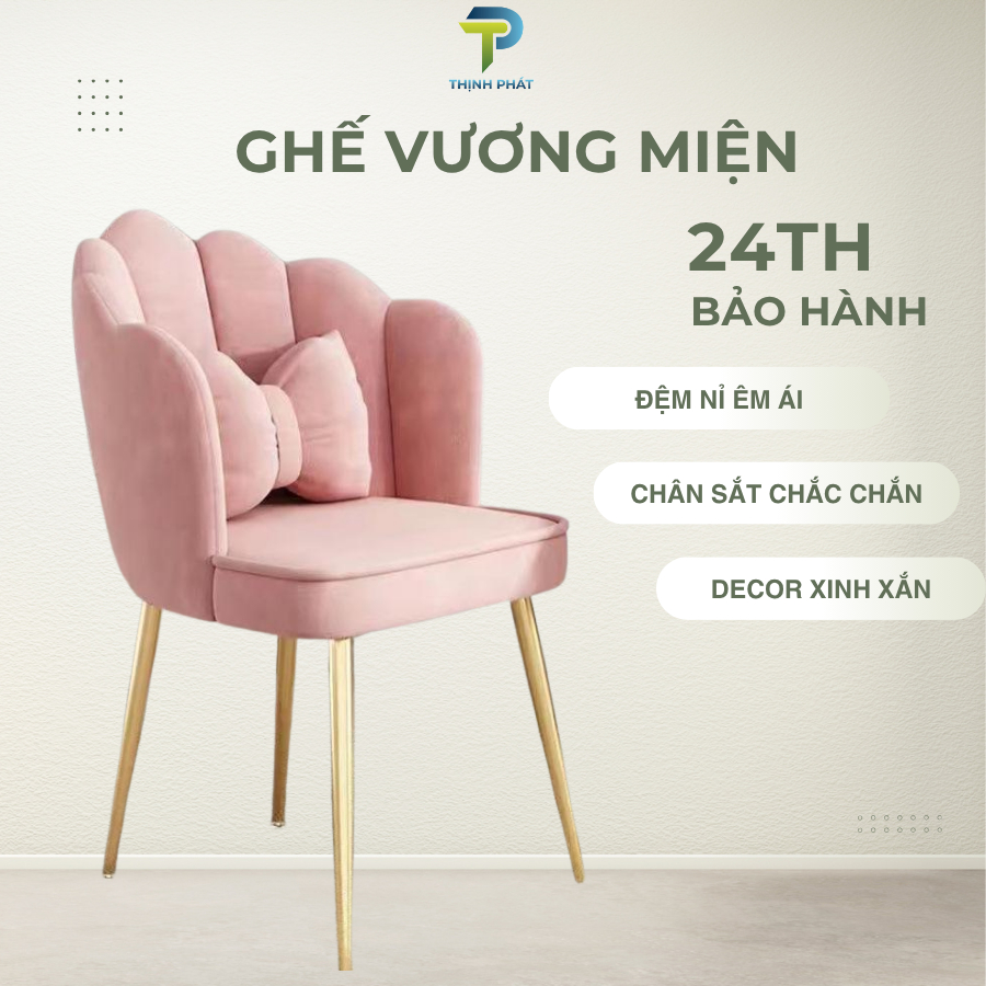 Ghế sen ghế trang điểm vương miện nỉ nhung kèm gối nơ kiểu dáng Châu Âu ...
