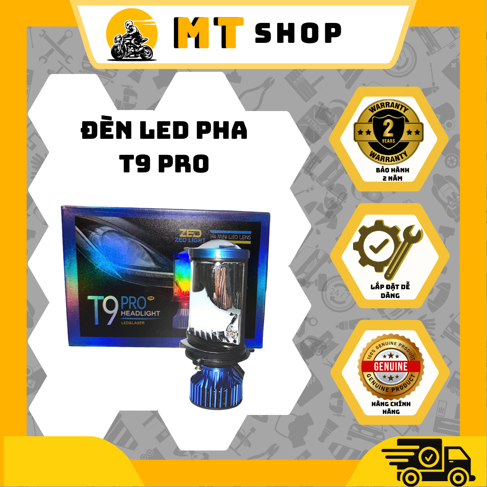 Đèn LED Pha Siêu Sáng T9 Pro H4 cho Xe Máy và Ô TÔ, Công Suất 45W, Bảo ...
