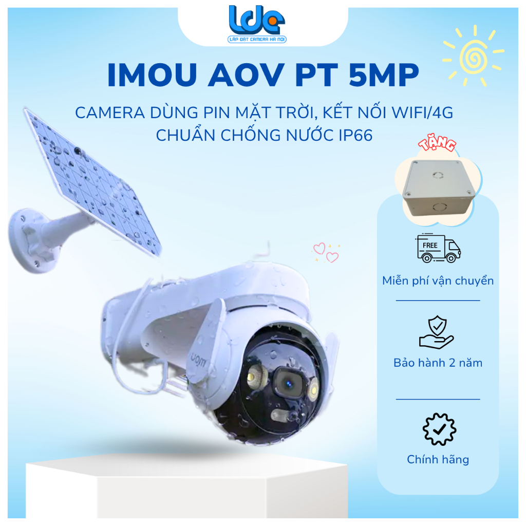 Camera IMOU AOV PT 5MP KẾT NỐI WIFI HOẶC SIM 4G, DÙNG PIN MẶT TRỜI ...