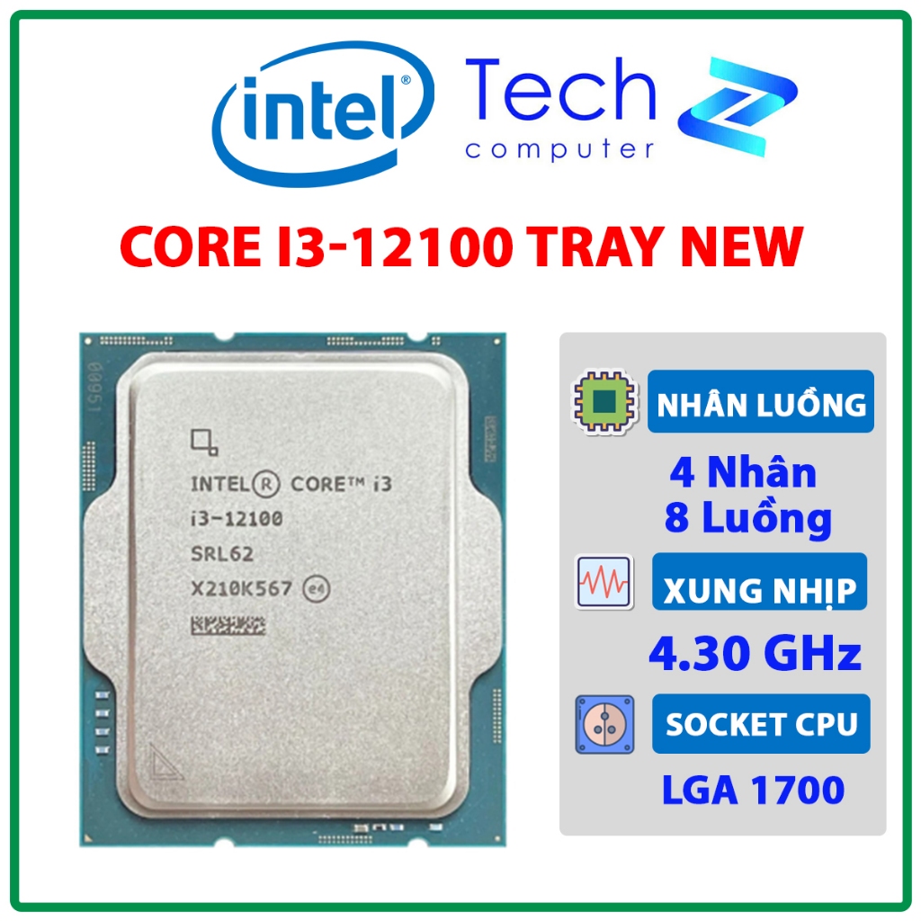 CPU Intel Core i3 12100 TRAY NEW Bảo Hành 3 Năm | Shopee Việt Nam