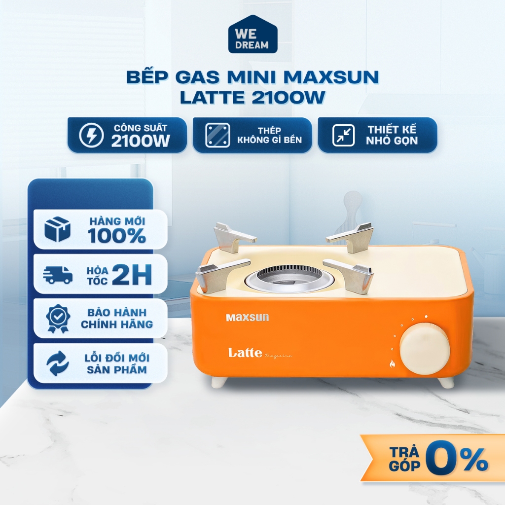 [HỎA TỐC 2H] Bếp Gas Mini Du Lịch Maxsun Latte 2100W - 3 Màu Nâu, Cam ...