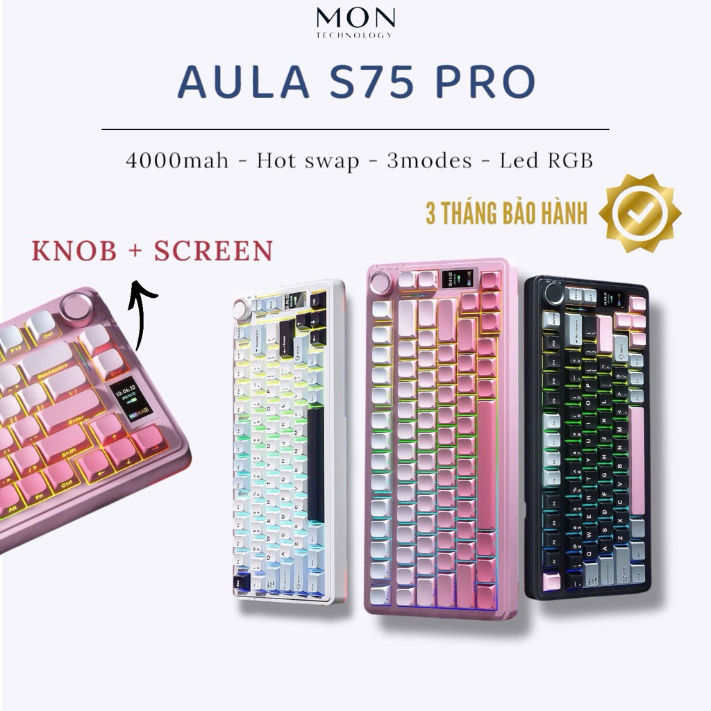 [Sẵn Hàng] Bàn phím cơ Aula S75 Pro 3Mode | HotSwap | Led RGB | Shopee ...