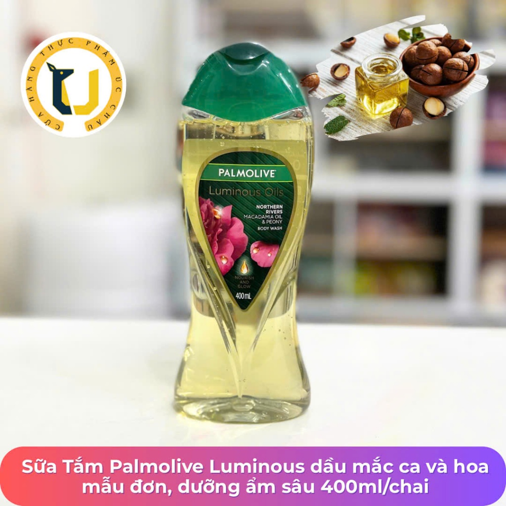 (HÀNG ÚC) Sữa tắm tinh chất dầu mắc ca & hoa mẫu đơn PALMOLIVE Luminous ...